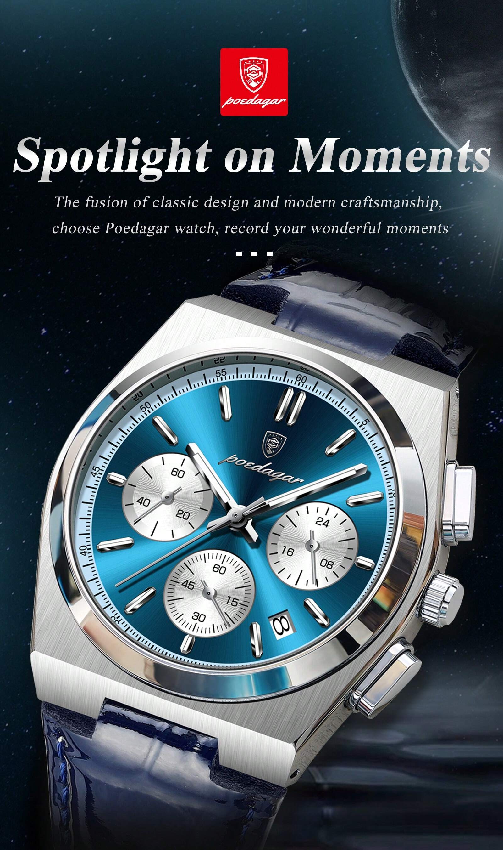 Montre de luxe pour hommes POEDAGAR Montre militaire sport pour homme ...