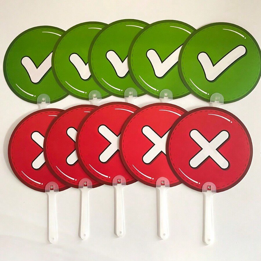 Hand Holding Right Or Wrong Cards Children Early Education Classroom ...