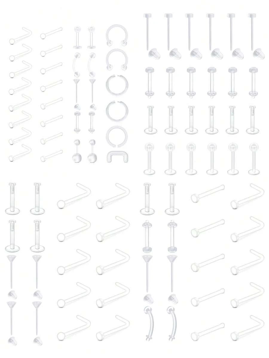 CIZME Clear Nose Studs Clear Nose Rings For Work Clear Nose Piercing ...