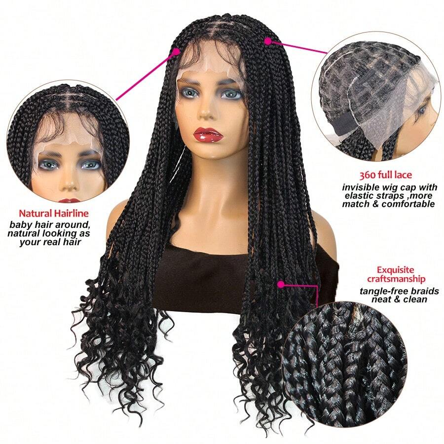 Goddess Box Braids With French Curly Hair Square Part Knotless Full ...
