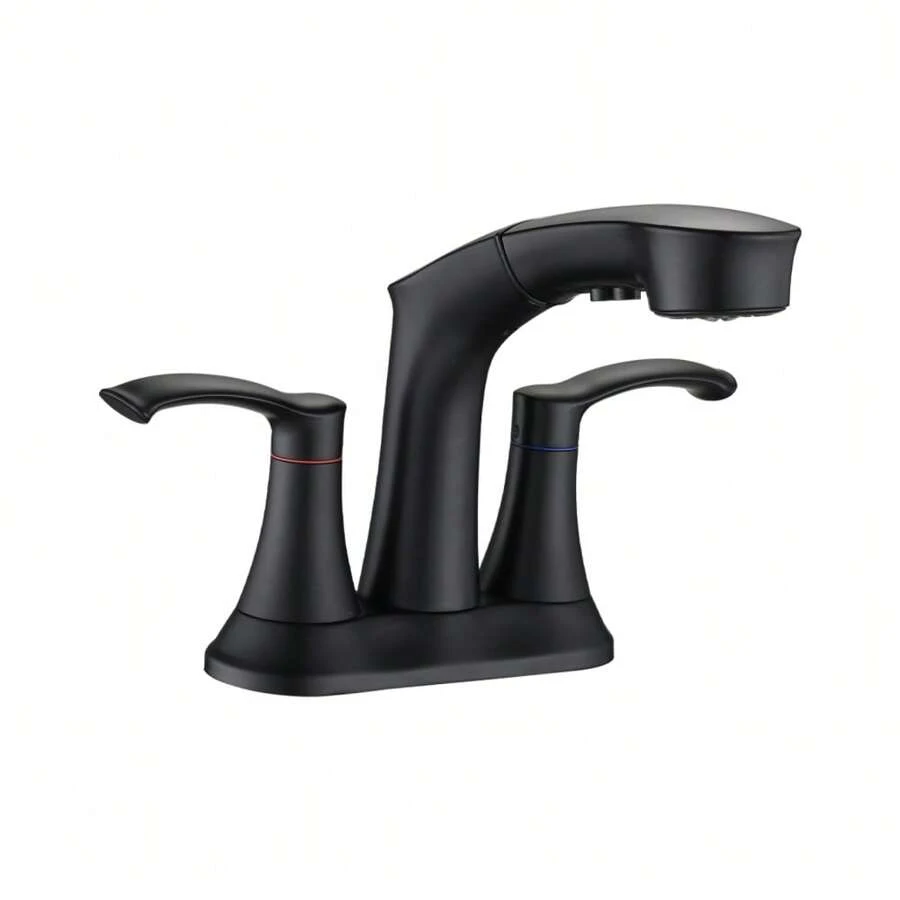 Bathroom Centerset Pull Out Matte Black 4 Inch With Pull Down Sprayer ...