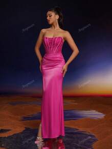 Anymoon Sexy Lace Patchwork High-Waist High Slit Mermaid Party Dress ...