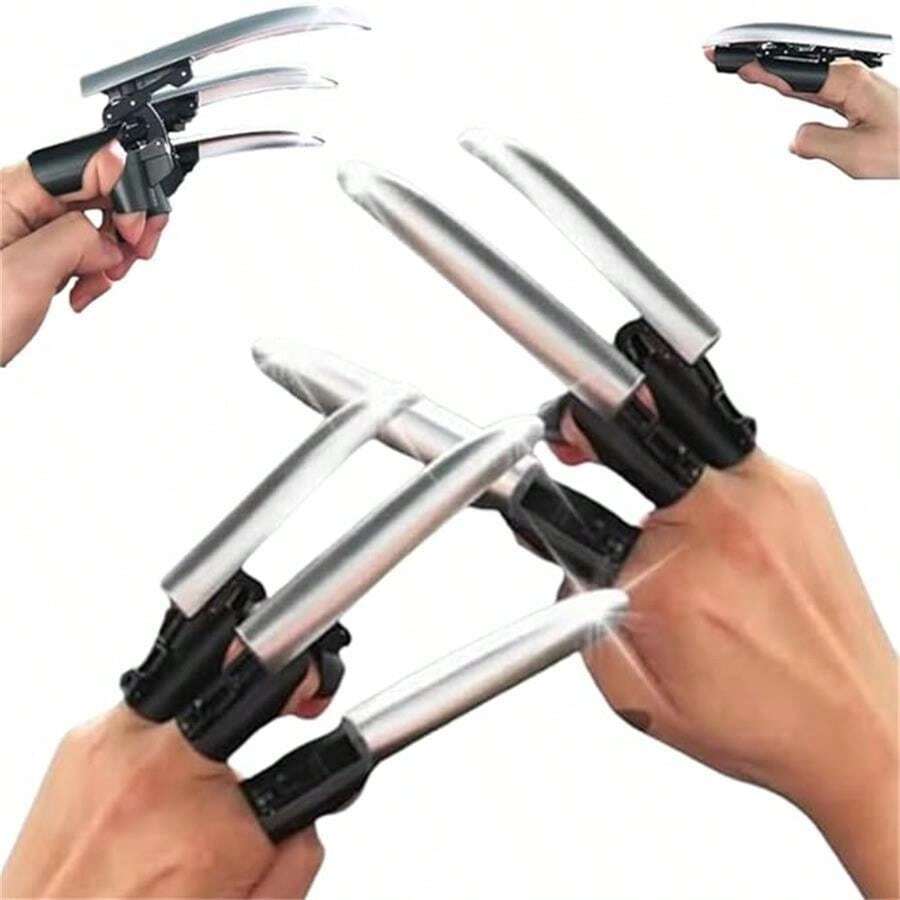 3PCS Mechanical Retractable Wolf Claw, One-Click Pop-Up, Realistic Cosplay Costume Props, Wolf ...