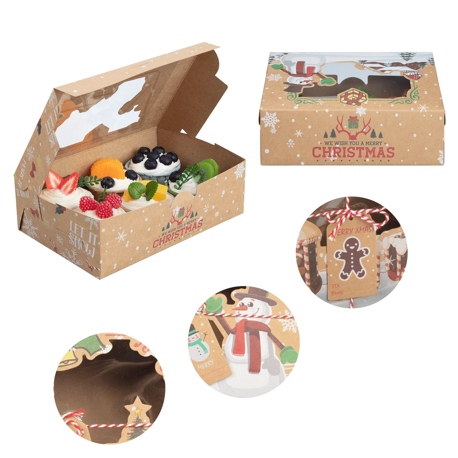 Garvee Christmas Foldable Cookie Boxes With Window For Pastries ...