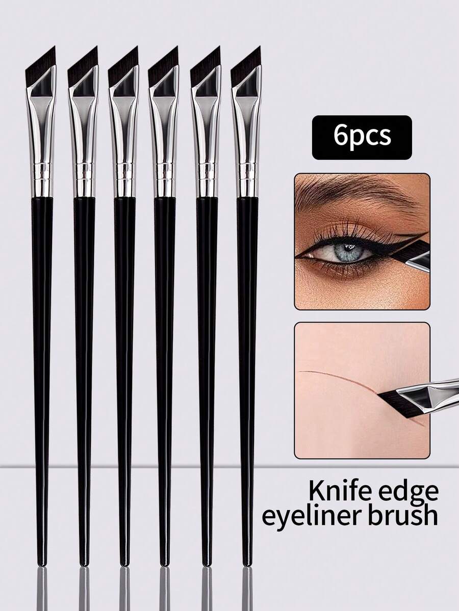 6pcs Ultrafine Blade Eyeliner Brush, Flat Angled Brow Brush, Eye Corner ...