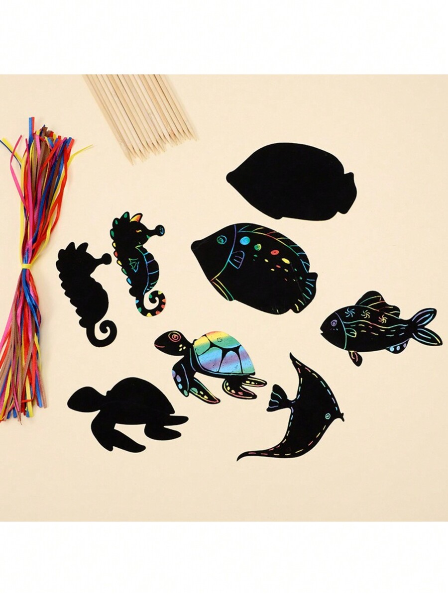 48-Piece Sea Life Scratch-Art Set With Sticks And Ribbons - Papercraft ...