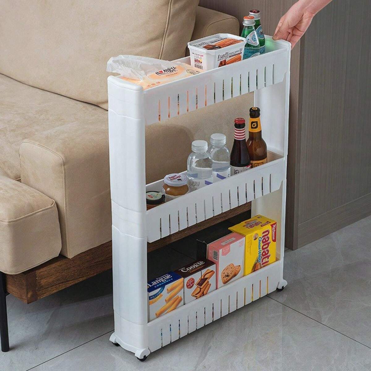 Kitchen Storage Rack, Floor To Ceiling Multi-Layer Crevice Storage Rack ...