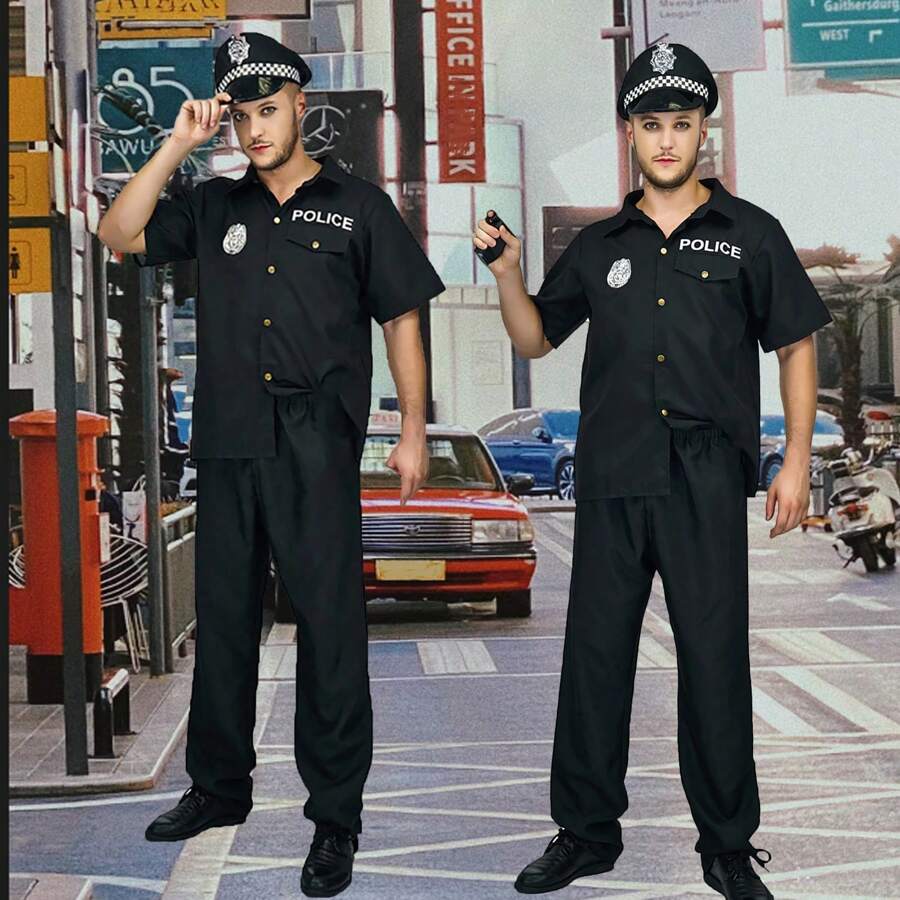 Police Uniforms, Adult Men Uniforms, Hat, Top, Pant, Carnival Role ...