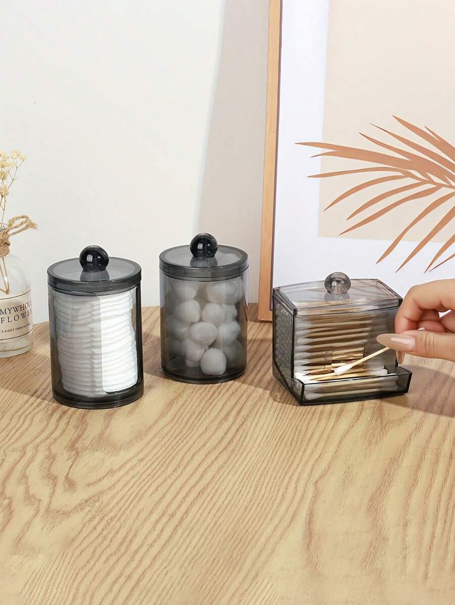 Set Of 3 Swab Holder Jar With Lid, Bathroom Swab Dispenser Medicine ...