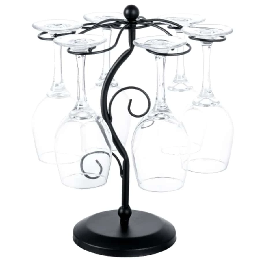 MyGift Metal Black 6 Wine Glass Holder, Elegant Tabletop Countertop ...