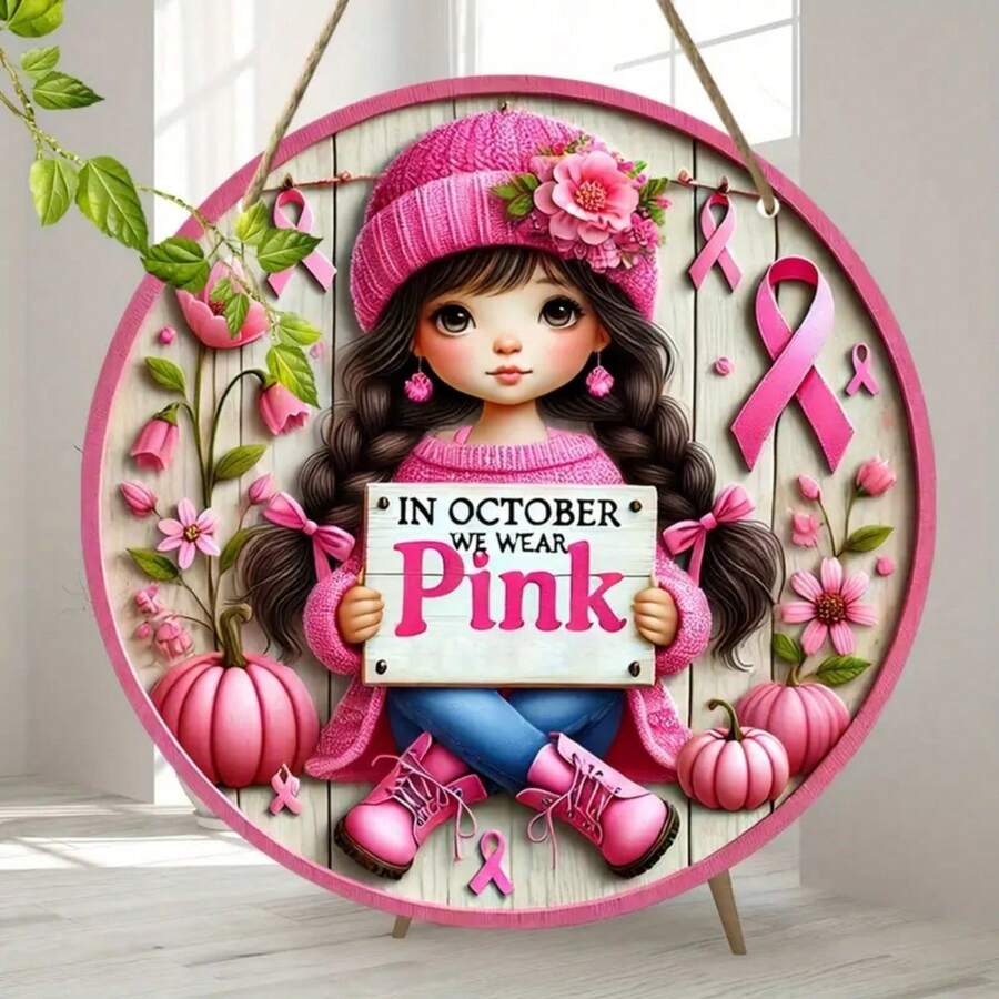 20.07x20.07cm Inspirational Breast Cancer Awareness Wooden Plaque ...
