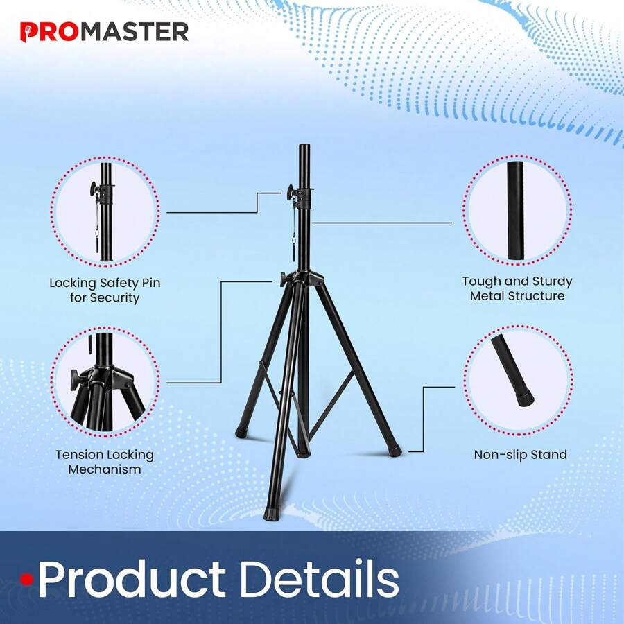ProMaster Tripod Speaker Stand - Universal And Telescopic Adjustable ...