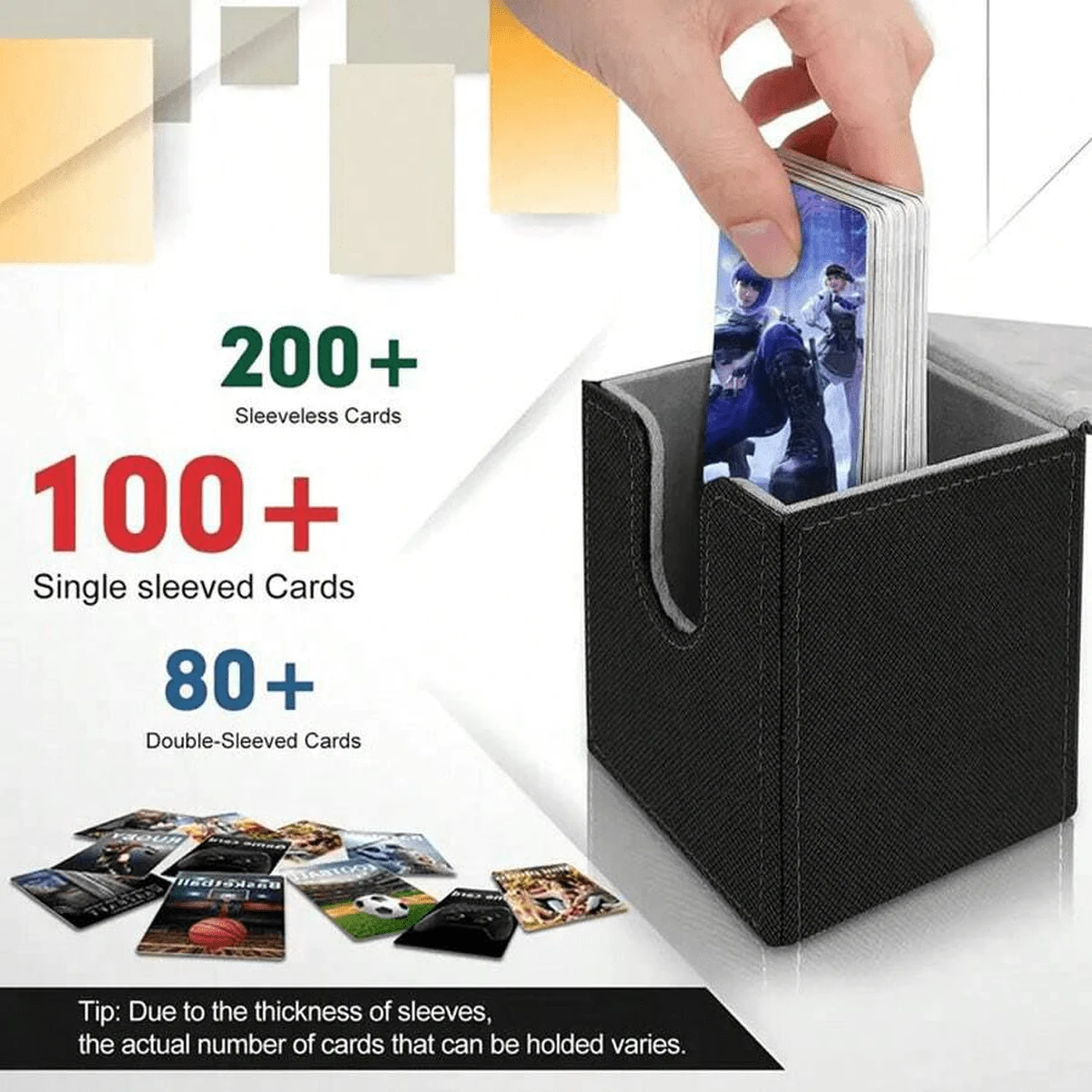 100-Card Leather Card Game Box, Magnetic Storage Box Holds Over 100 ...