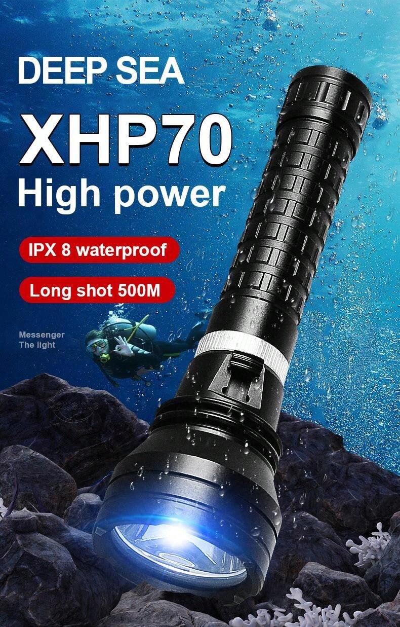 Linterna de buceo de alta potencia y ultra brillante con LED. Linterna ...