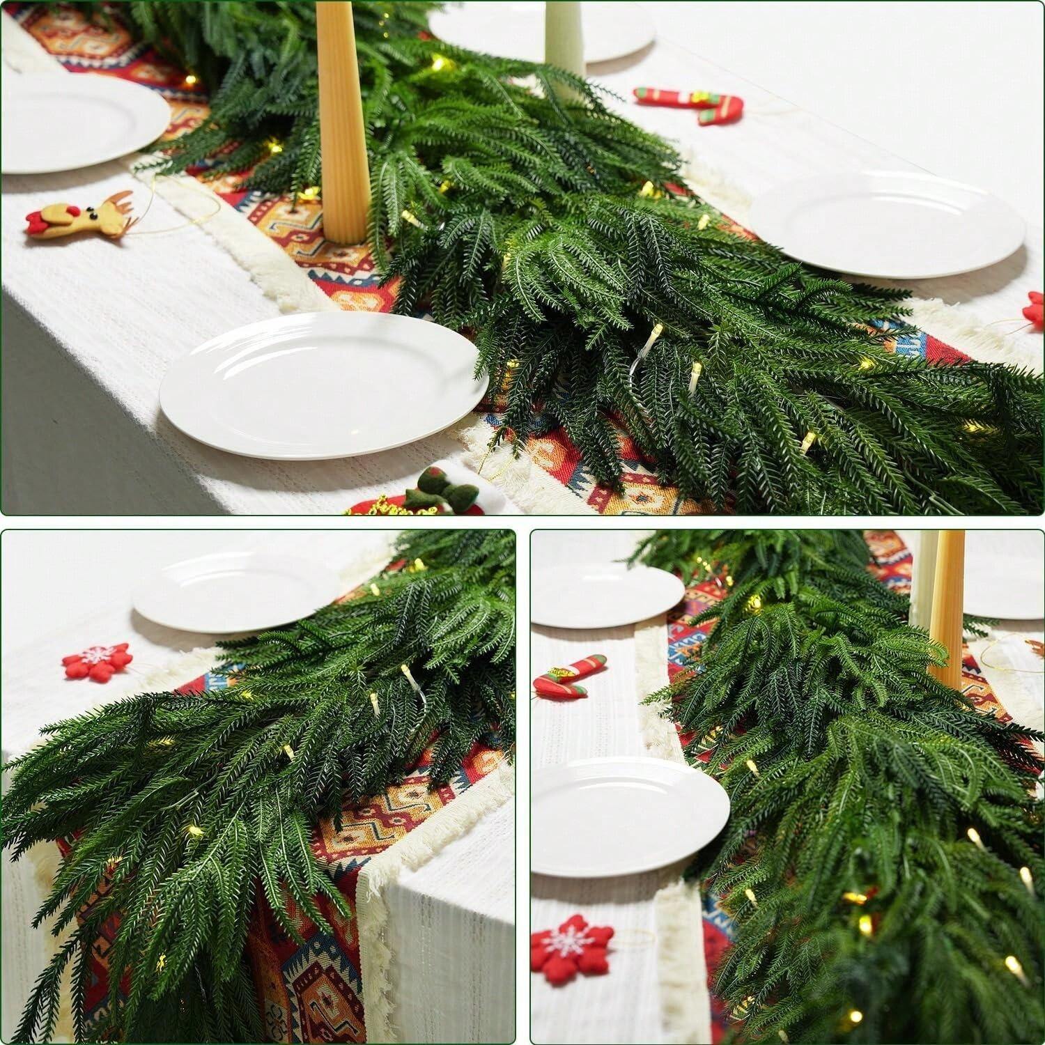 Guirlande artificielle de pin de Norfolk avec lumière pour décorations de Noël, guirlande de ...