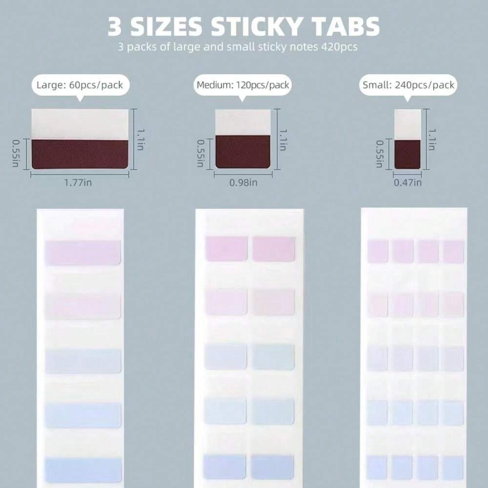430pcs Sticky Index Tabs, 3 Sizes Of Mini Sticky Notes, Writable And ...