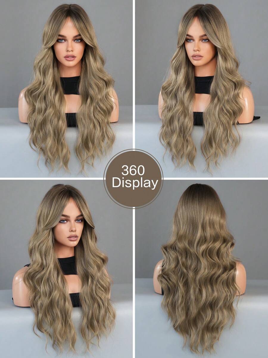 NICKY WALL Peruka Ombre Miedziano-Złota Długa Kręcona Fala Peruka Z ...