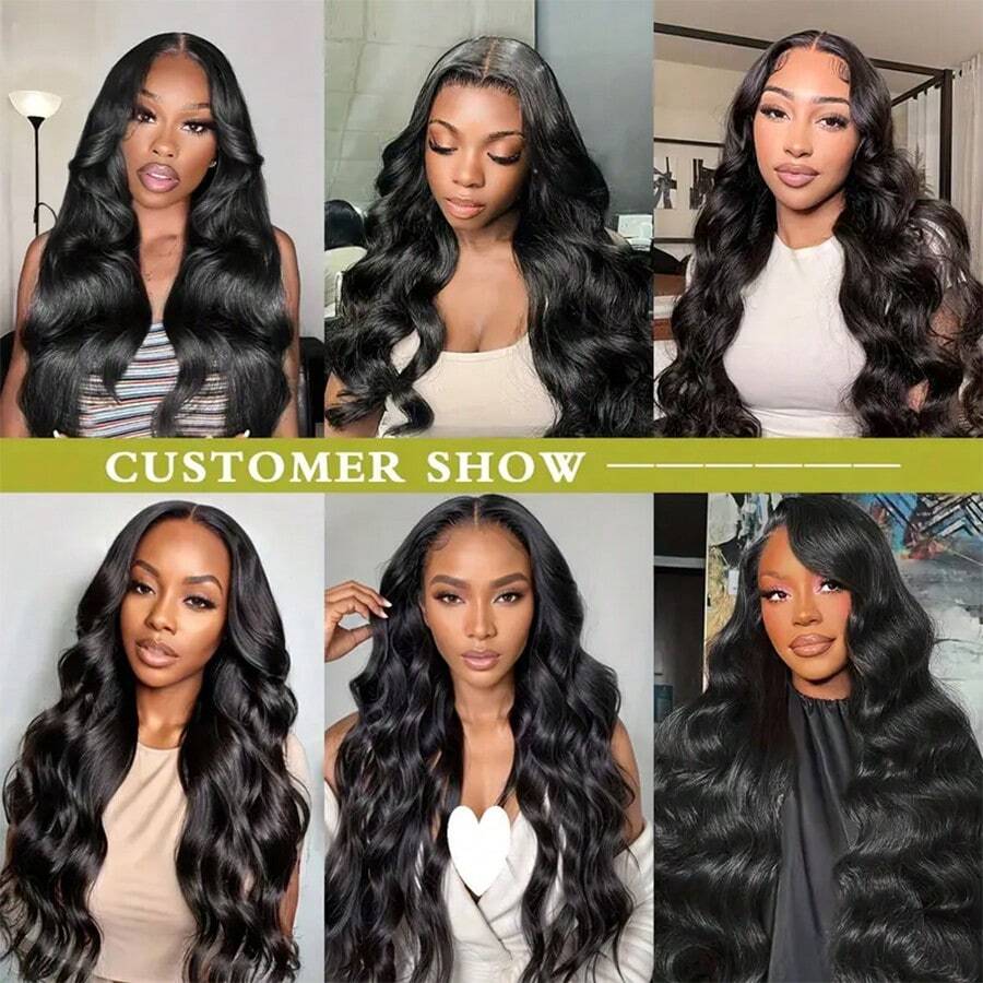 4x4 Lace Front Hair Wigs Body Wave 180% Density Closure Lace Human Hair ...