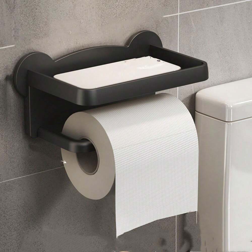 Easy-Install Wall-Mounted Bathroom Tissue Holder With Phone Shelf ...