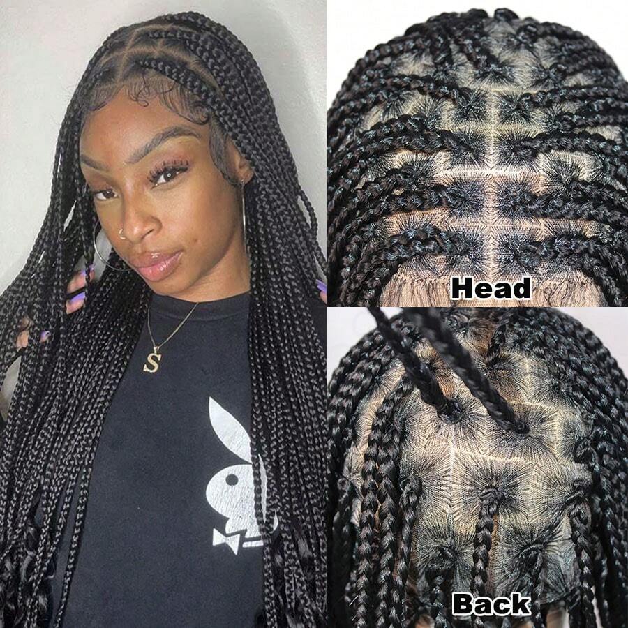 Goddess Box Braids With French Curly Hair Square Part Knotless Full ...