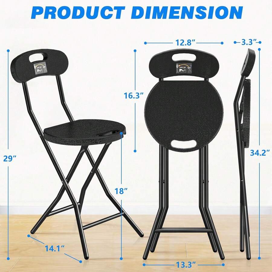 Folding Stool With Back, Heavy Duty Foldable Stools For Adults With ...