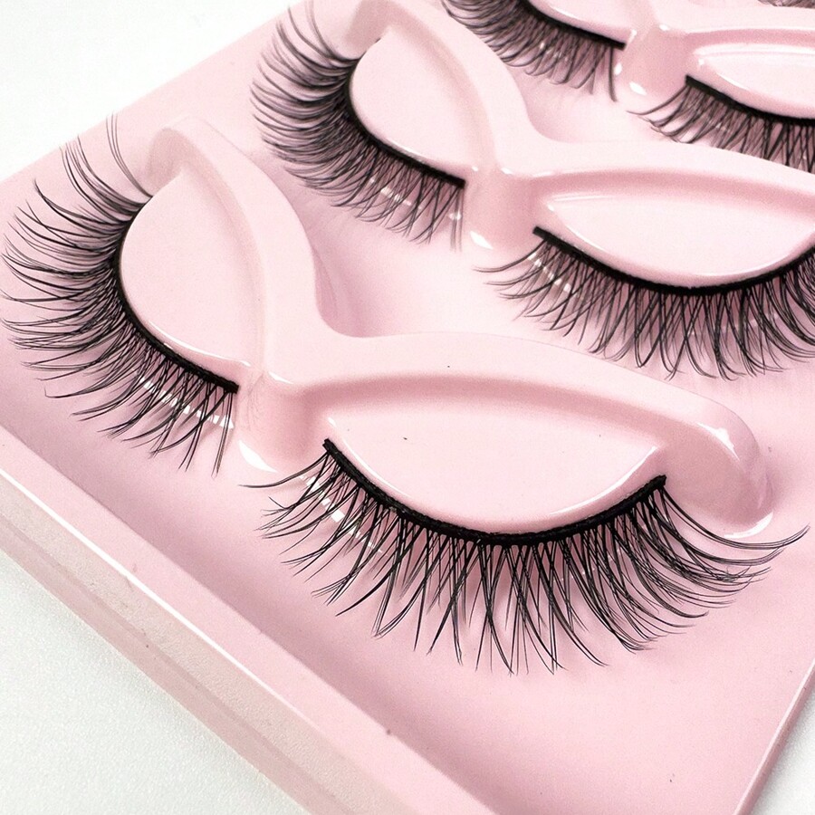 5 Pairs Style Fake Eyelashes, Full Strip Lashes, Black Natural Sparse ...