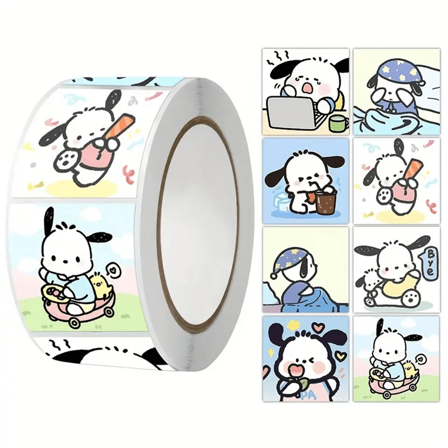 Sanrio 500pcs/Roll Pacha Dog Stickers Decorative Handbook Stickers Tape ...