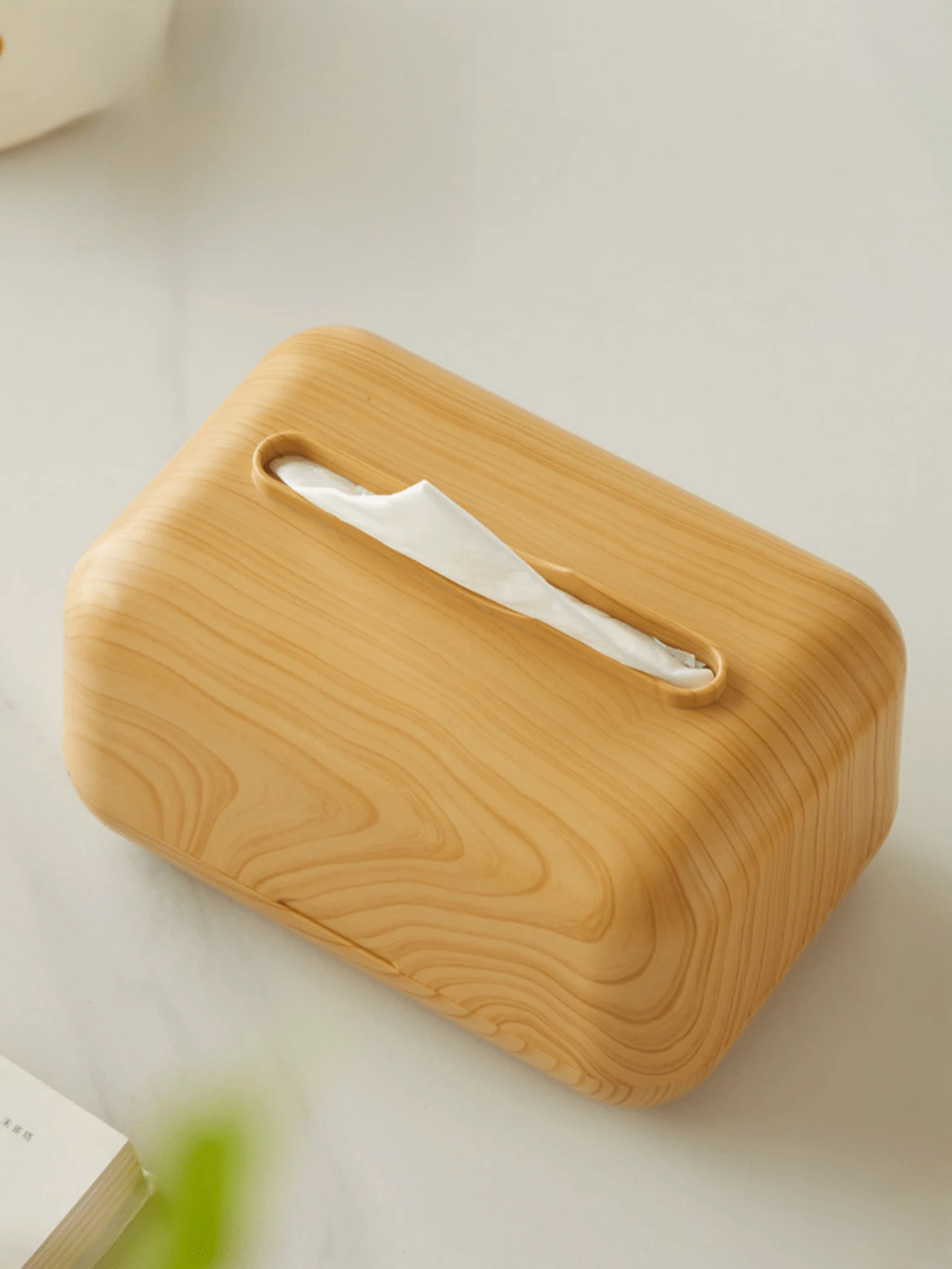 Modern Simplistic Luxury Wood Grain Tissue Box, Creative Spring-Loaded ...