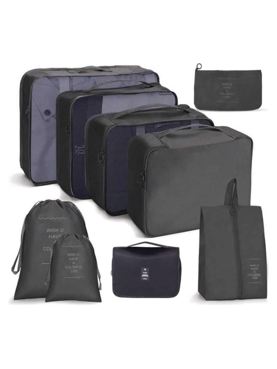 9-Set Packing Cubes - Organizer Suitcases, Carry-On Luggage, And Travel ...