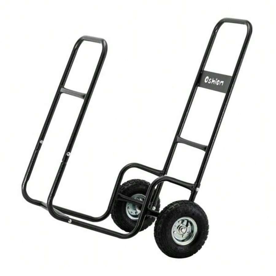 Firewood Cart 220LBS With Large Wheels, Fireplace Log Rolling Caddy ...