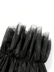 Womens High Low Tulle Dress, Strapless Solid Color Tiered Cocktail ...