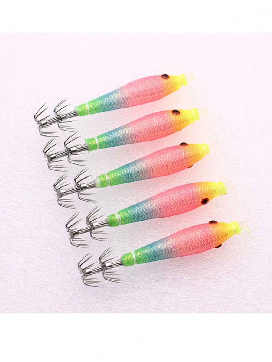 5 Pcs Of Advanced Luminous Squid Bait, Squid Hook Blowing Tube Hook, Hard Bait For Seawater And ...