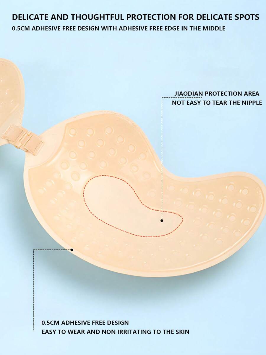 2pcs Seamless Strapless Sticky Bras, Plus Size Mango Cloth Cup Silicone ...