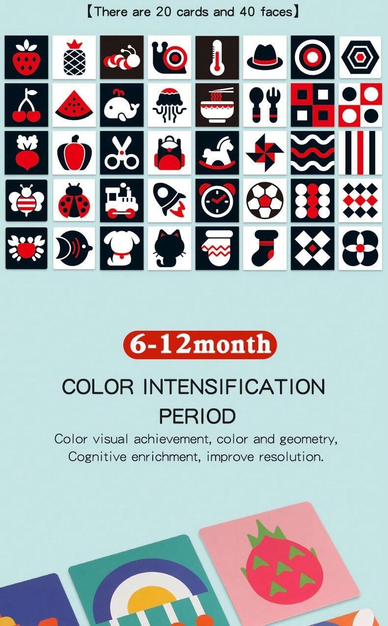 Black & White Infant Early Learning Cards, Visual Stimulation Cards For ...