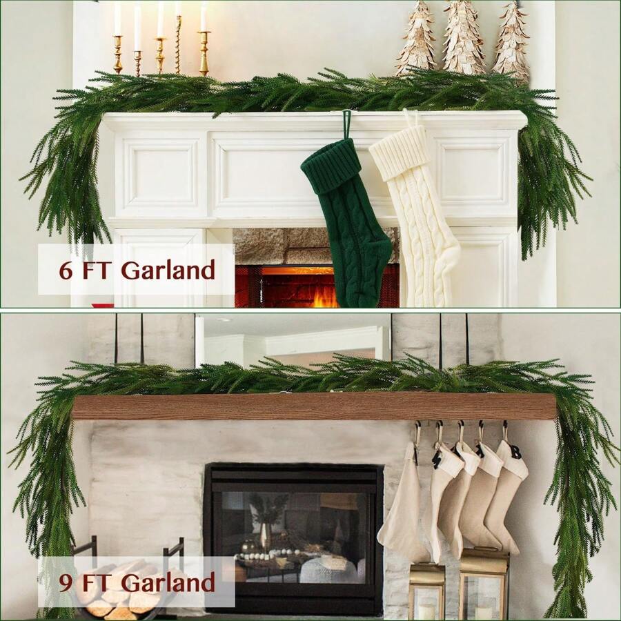 Guirlande artificielle de pin de Norfolk avec lumière pour décorations de Noël, guirlande de ...