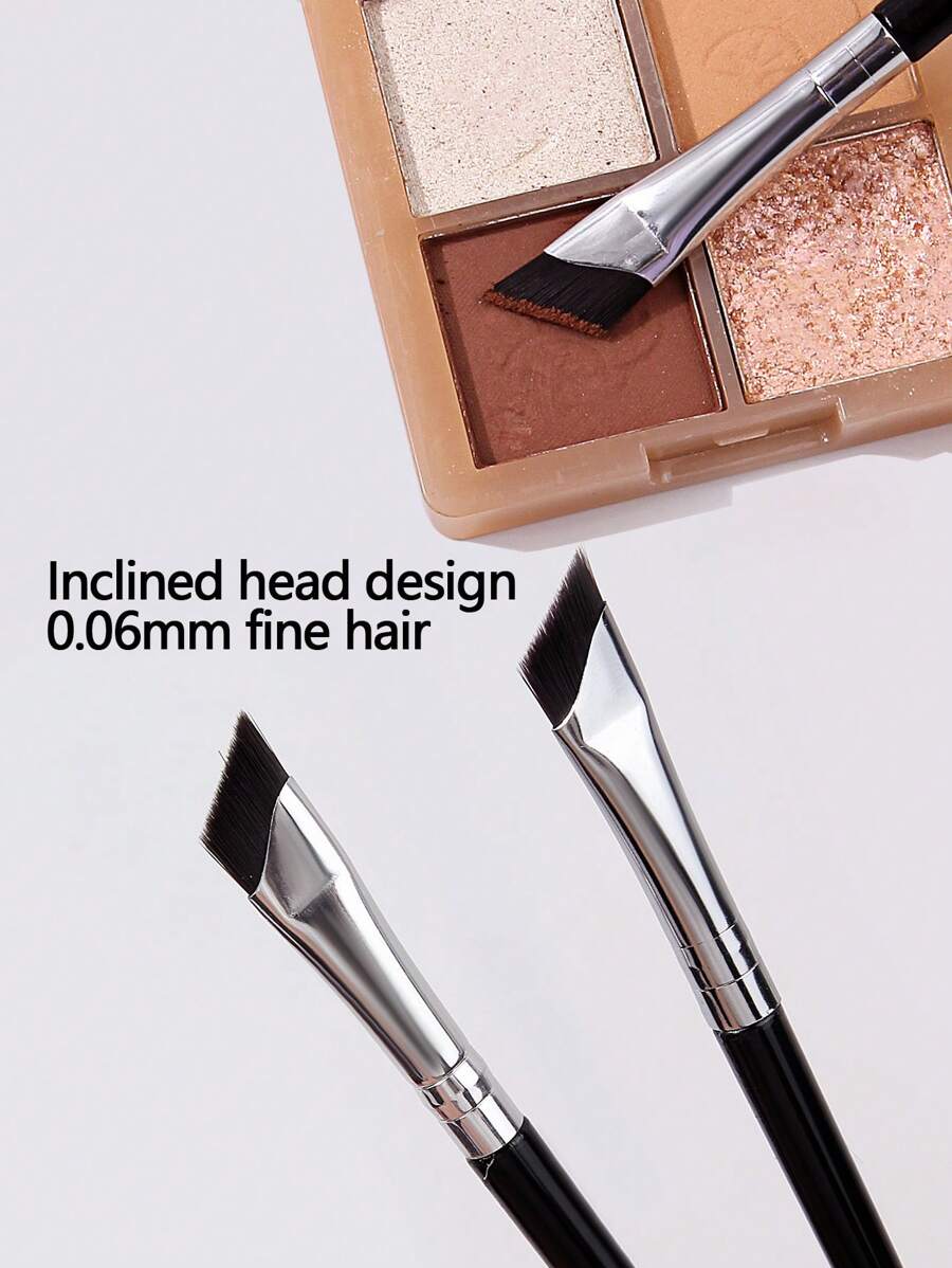 6pcs Sickle Shaped Eyeliner Brushes, Flat Slanted Tip Makeup Brushes ...