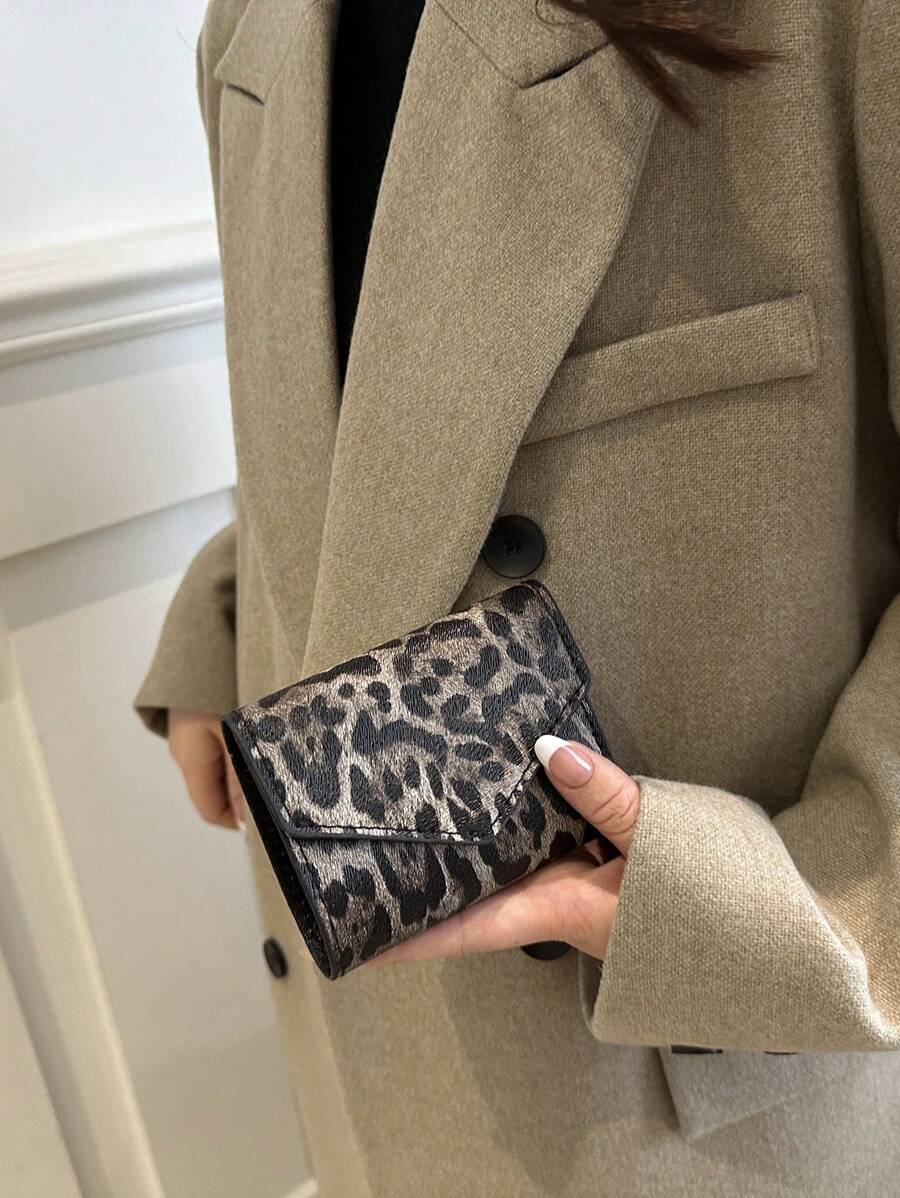 Women All-Over Tri-Fold Wallet With Multiple Card Slots Leopard Print ...