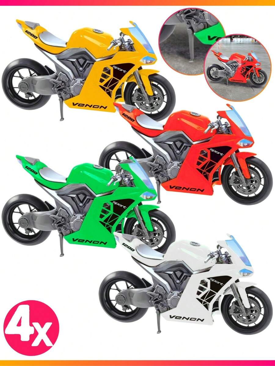 Kit 4 Faired Racing Toy Motorcycle For Children Boys Kids Assorted ...