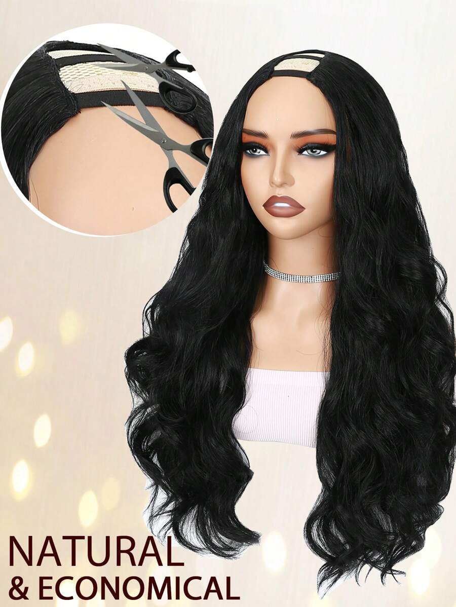 28 Inch Natural Black Body Wave Wig V Part Wigs For Upgrade U Part Wigs Half Wigs For V Shape ...