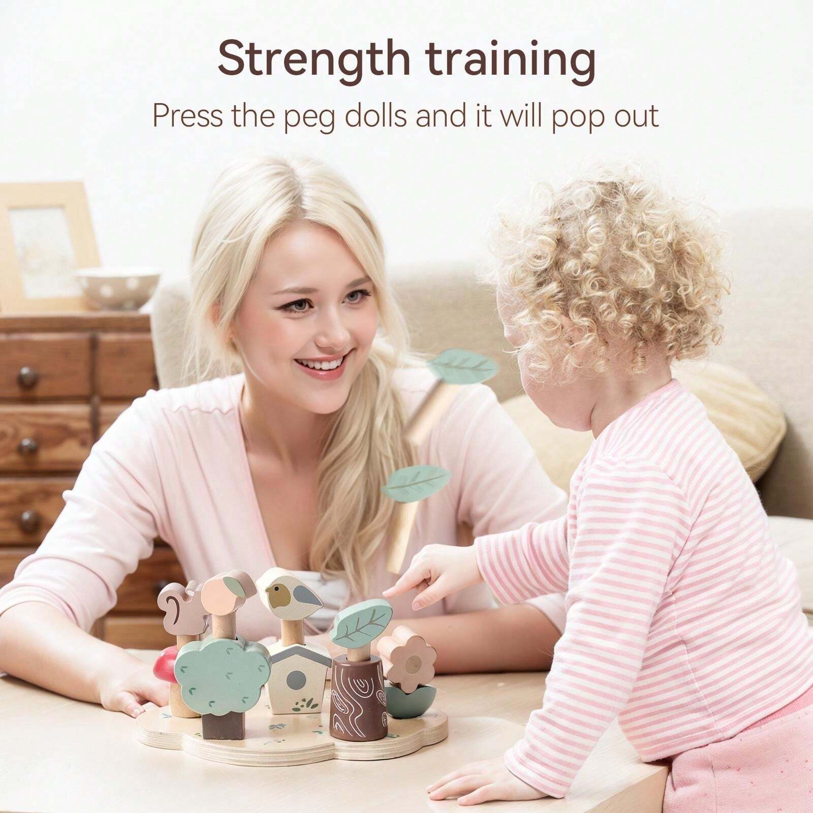 Wooden Baby Educational Intelligence Bouncing Toys, Develop Hand Skills ...