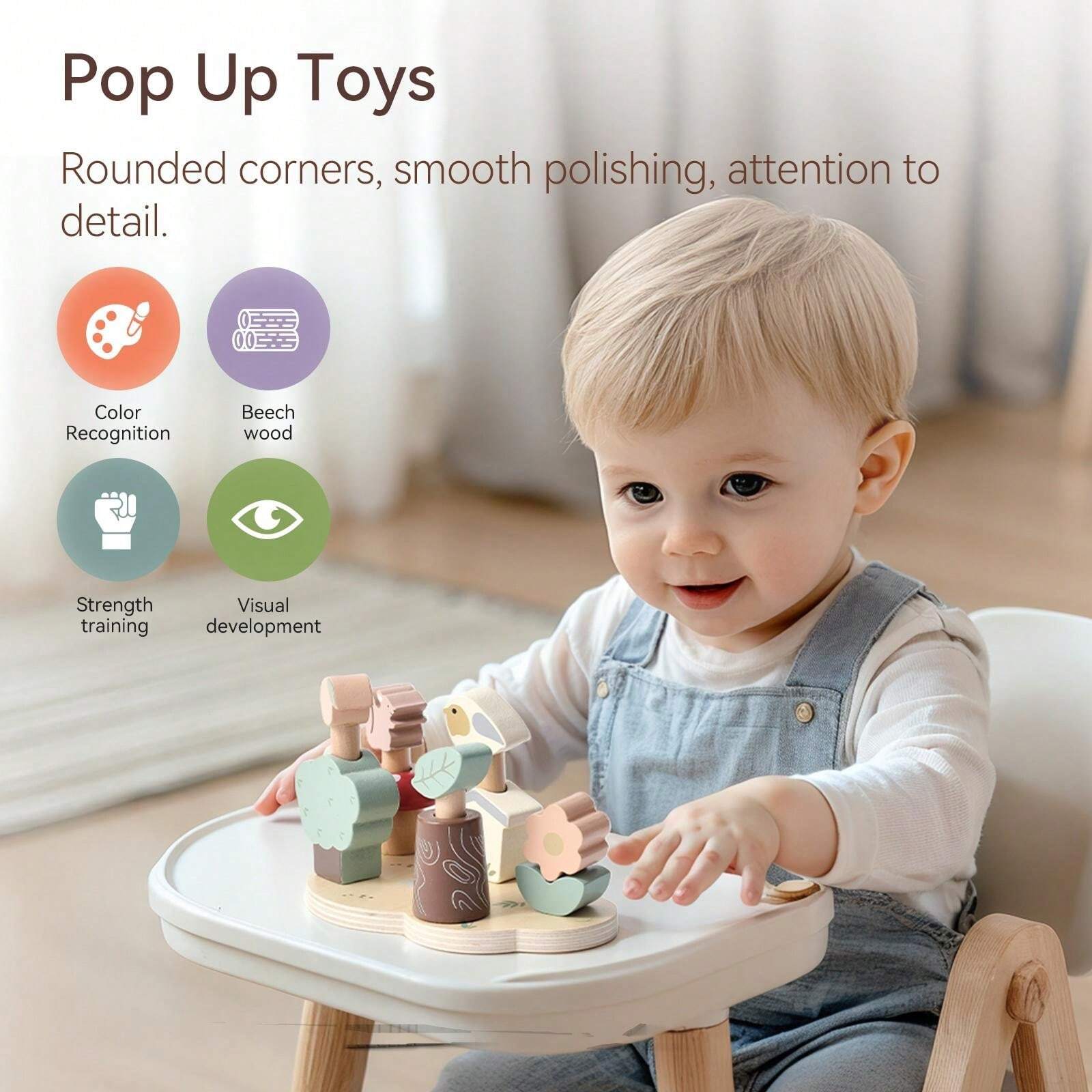 Wooden Baby Educational Intelligence Bouncing Toys, Develop Hand Skills ...