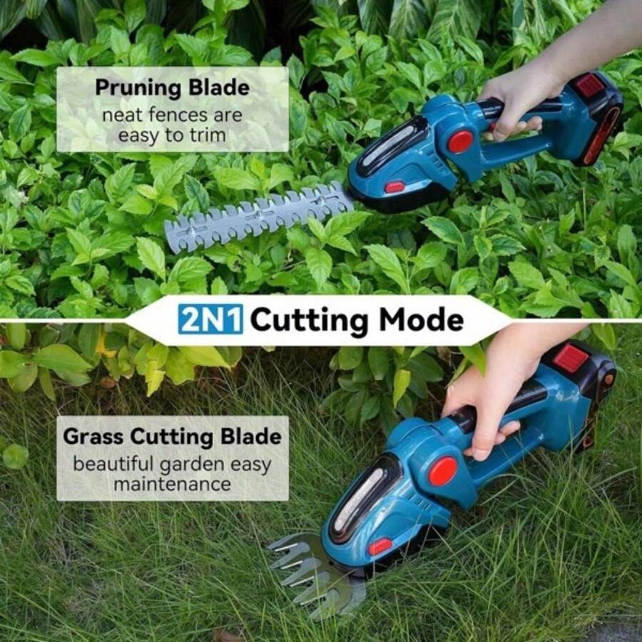 Hedge Trimmer Cordless, 2 In 1 21V Handheld Electric Shears And Bush ...