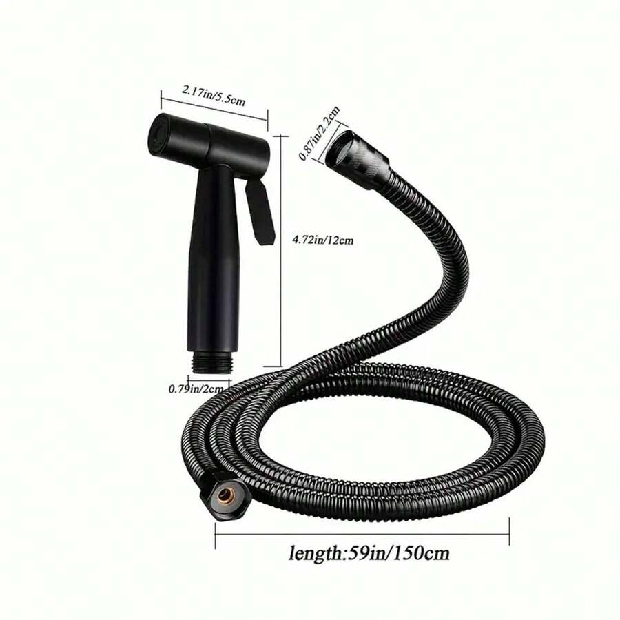 Black 304 Spray Gun+59.06 Inch Black Encrypted Stainless Steel Toilet ...