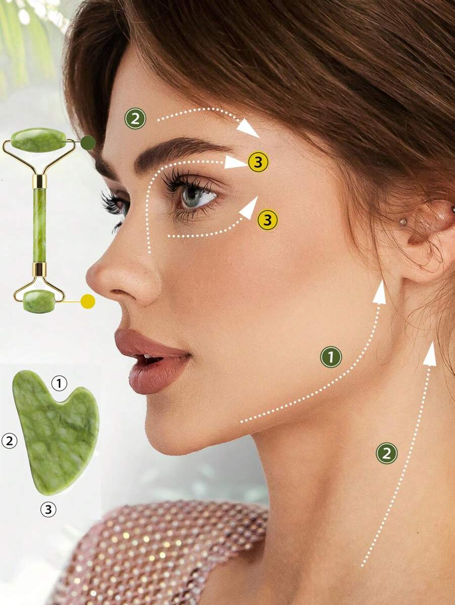 Gua Sha & Jade Roller Facial Tools Face Roller And Gua Sha Set For ...