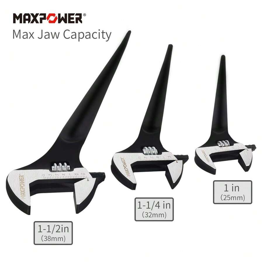 MAXPOWER 3-Pieces Spud Wrench, 10-Inch 12-Inch 16-Inch Adjustable ...