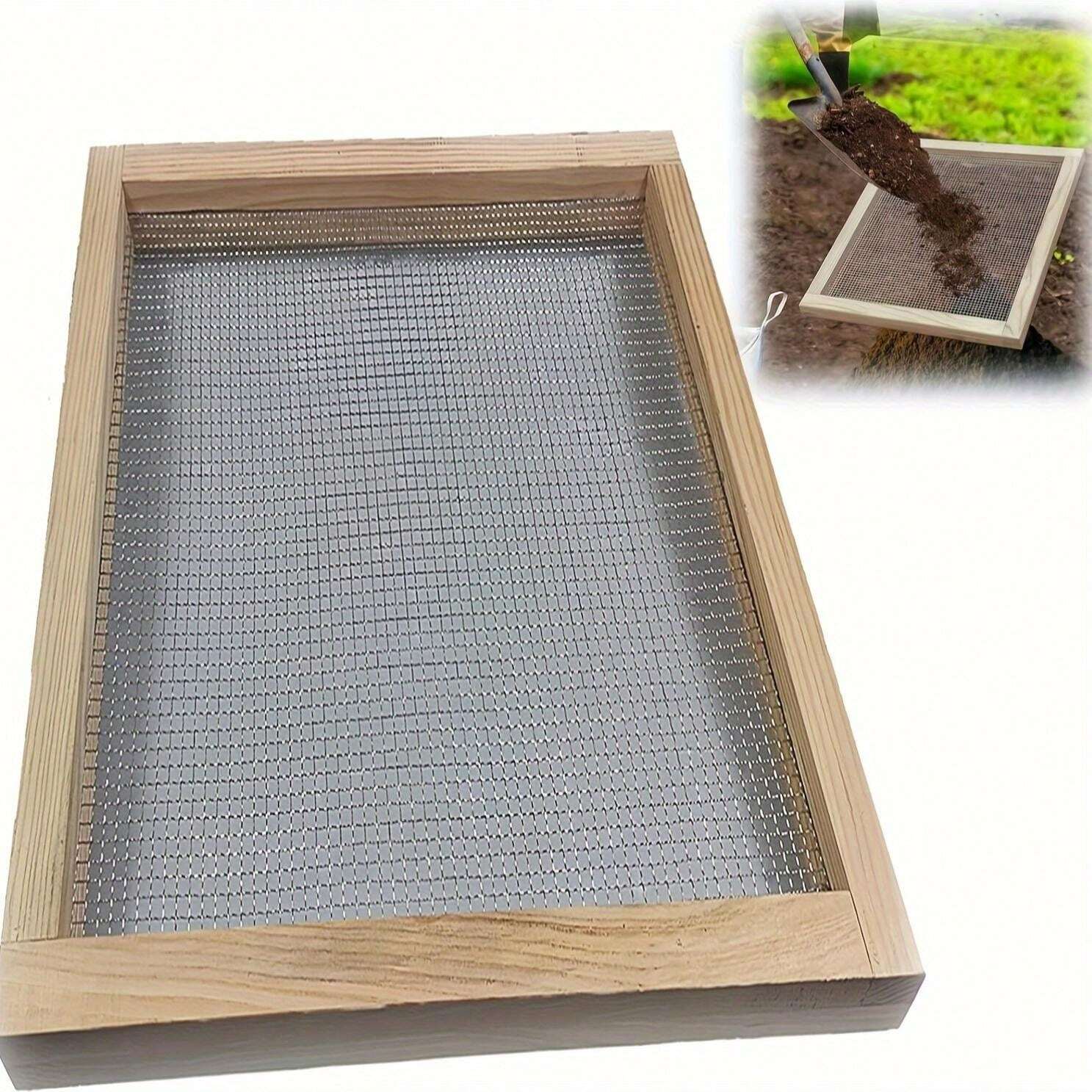 Soil Sifter For Garden, Multi-Purpose Wood Compost Dirt Sifter Soil ...