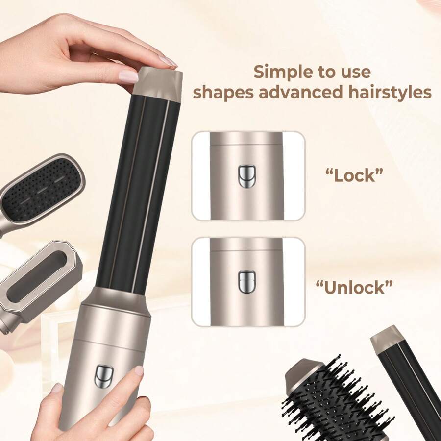 Sèche-cheveux ionique 6 en 1, coiffeur multifonctionnel, brosse à air chaud professionnelle, fer ...