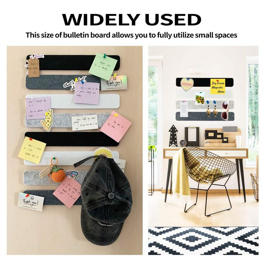 8pcs Felt Bulletin Board Bar Strip, Self-Adhesive Pin Board Bar ...