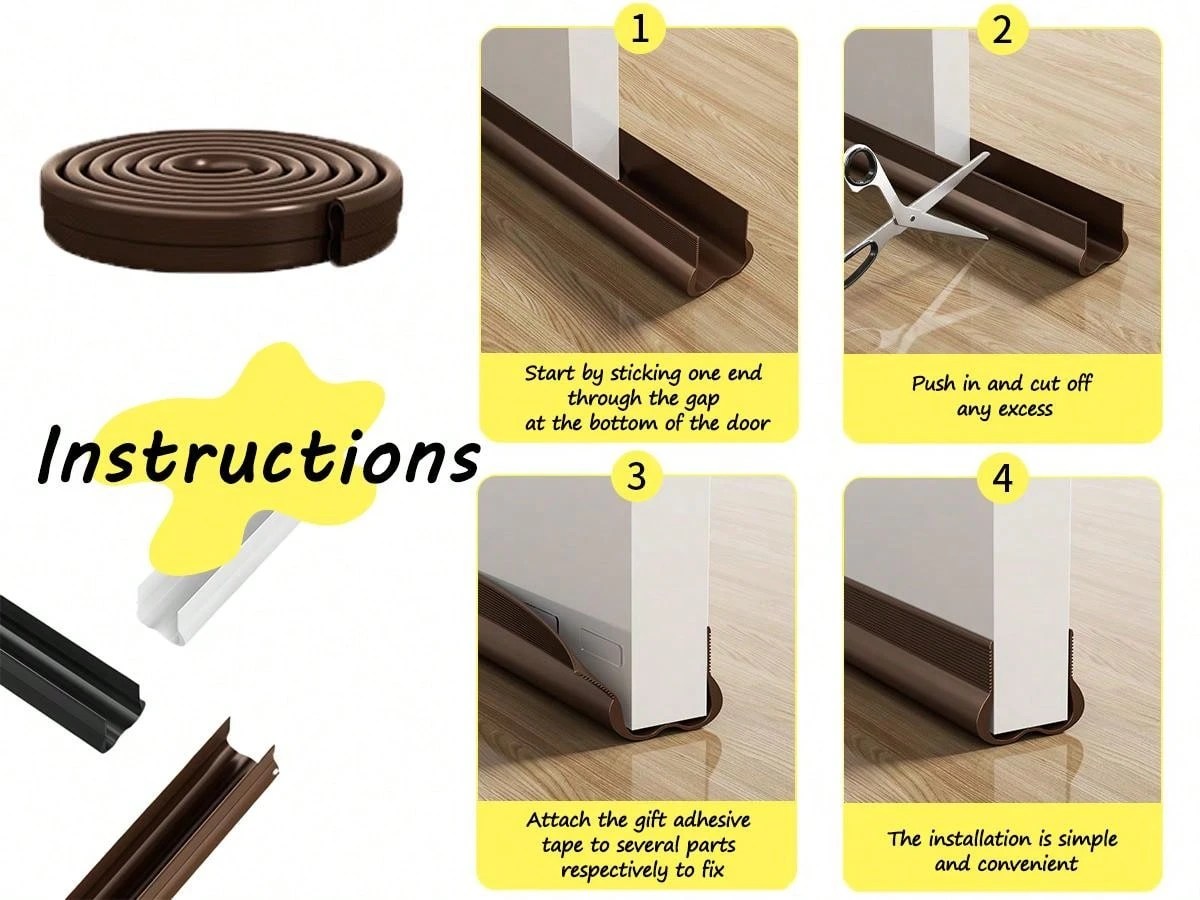 Soundproof Door Draft Stopper PVC Seal Strips Efficiency Door Bottom ...
