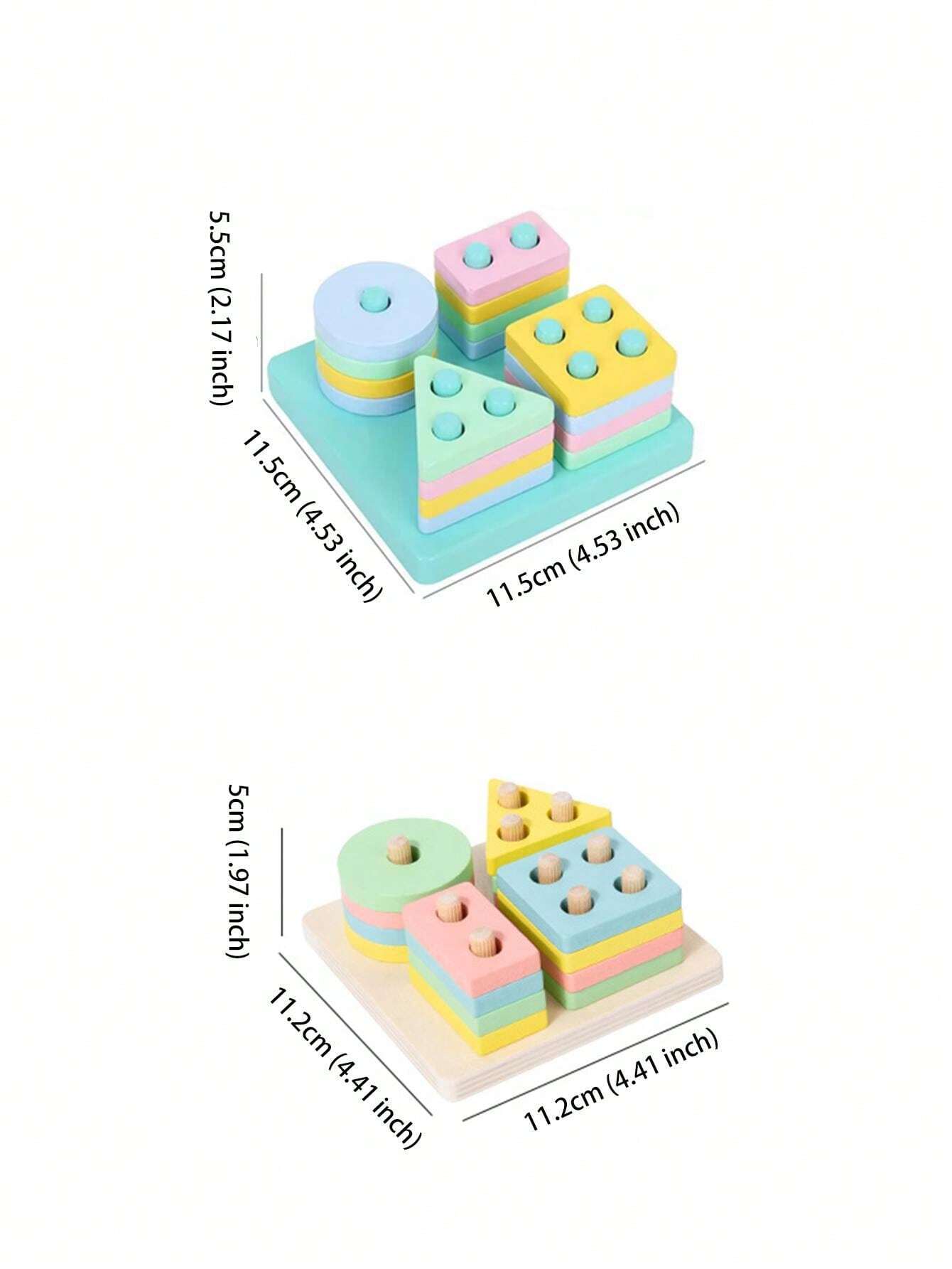 Shape Sorting And Color Matching Wooden Fun Pillar Toy - Early Learning ...